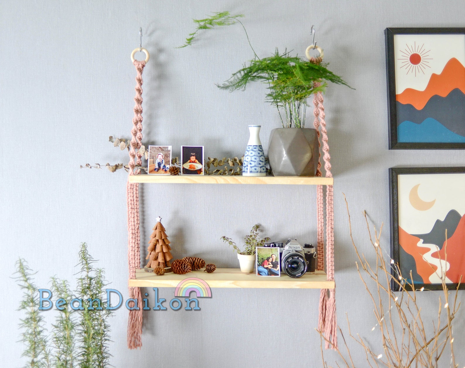 Boho Macrame Shelf Floating Boho Wall Shelf Bathroom Shelf - Etsy