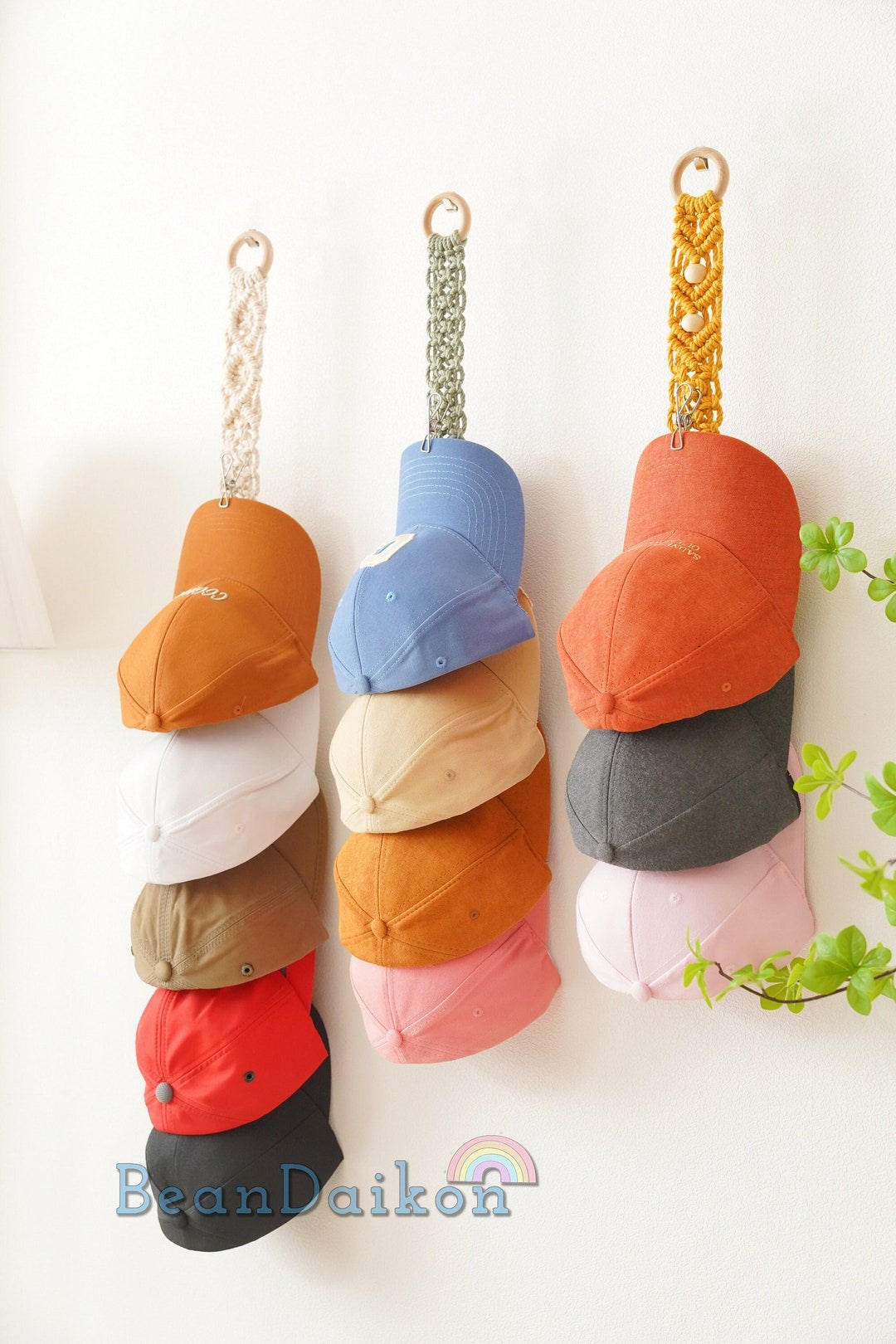 Macrame Cap Rack, Cap Hanger for Wall, Hat Storage, Ball Cap Rack ...