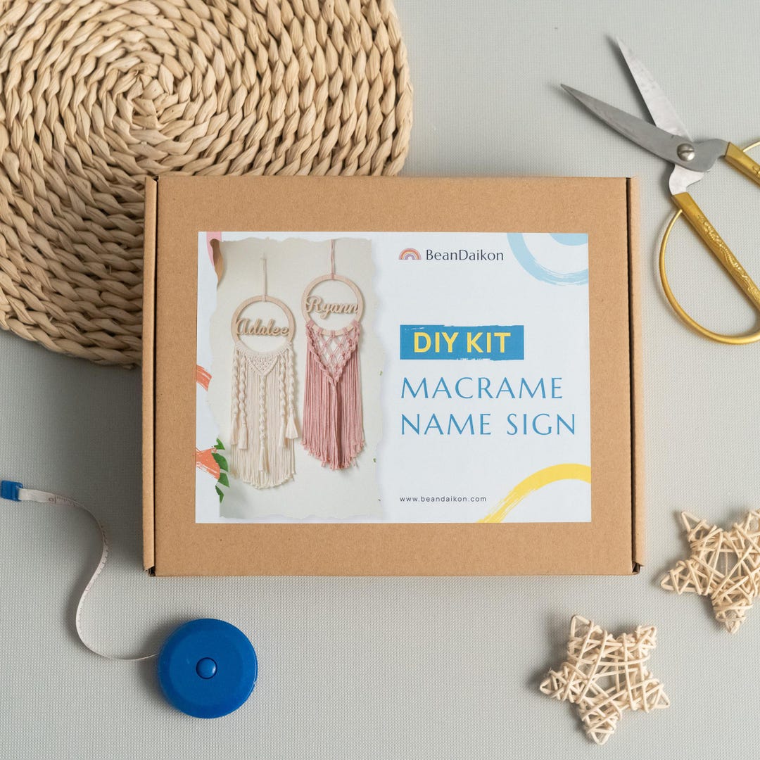 Name Sign Diy Kit, Adult Craft Kit, Macrame Wall Decor, Gift for Baby ...