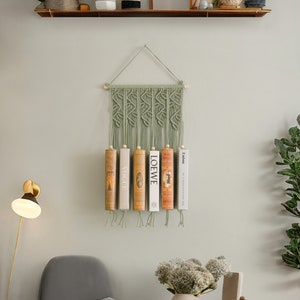 Macrame Book Storage, Macrame Wall Decor, Retro Bookshelf, Decorative ...