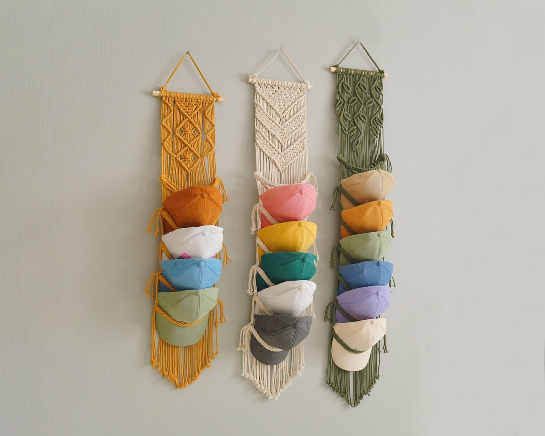 Macrame Cap Rack, Farmhouse Decor, Cap Organizer, Hanging Rack, Gifts ...