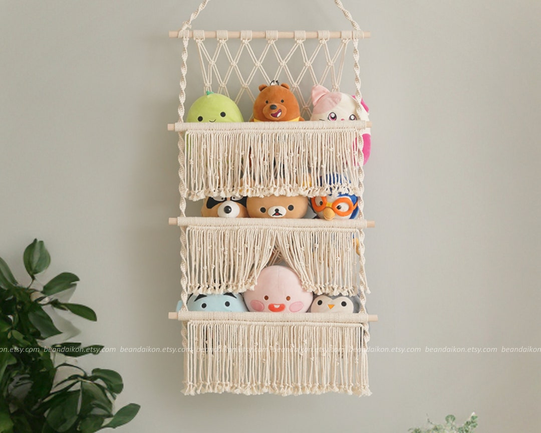 Macrame Toy Hammock, Kid Birthday Gift, Boho Macrame, Stuffed Animal ...