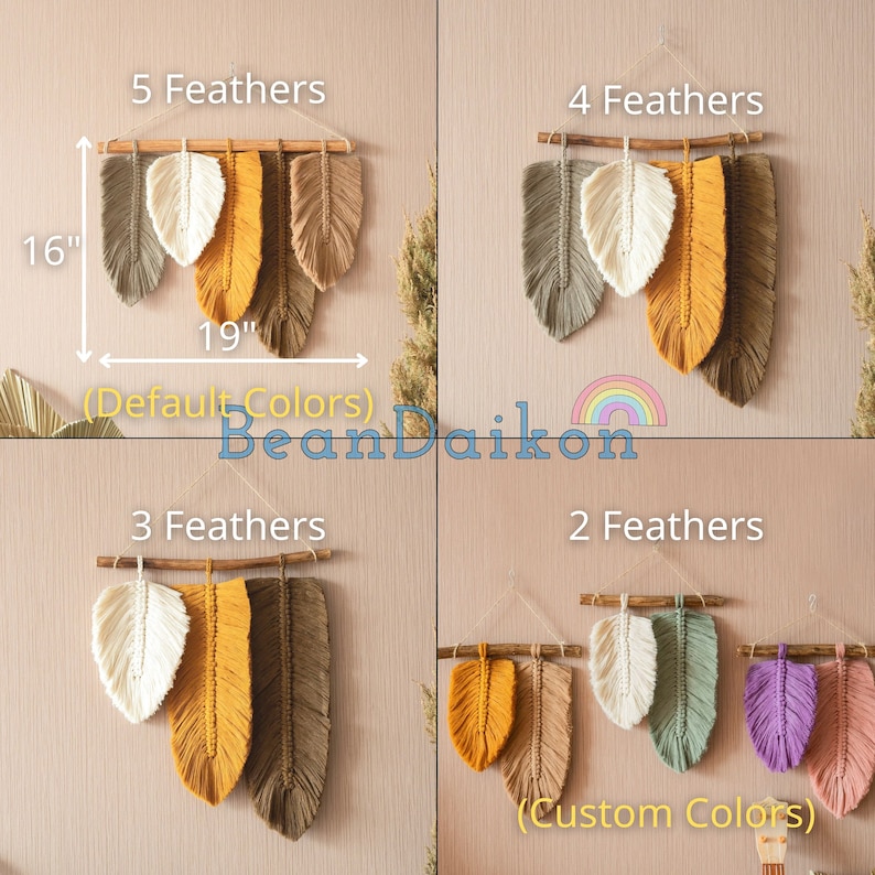 Macrame Feather Wall Hanging Earth Tone Wall Art Fall Leaf - Etsy