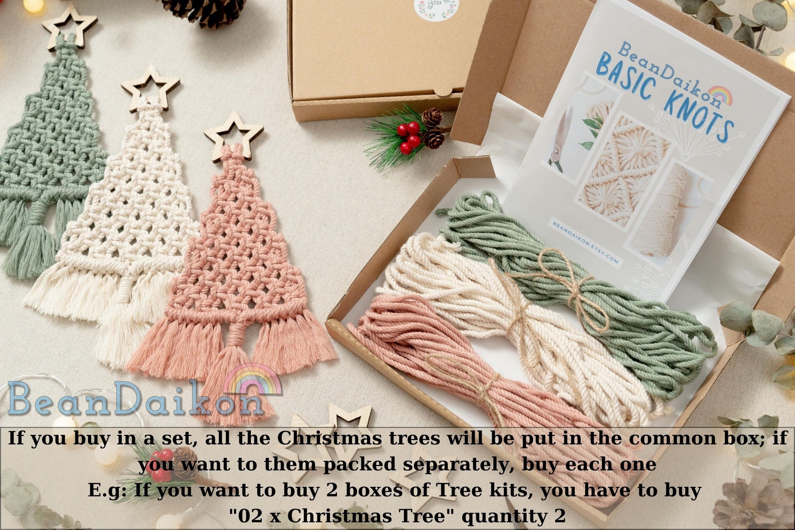 KIT Christmas Tree Macrame DIY Craft Kit Boho Christmas - Etsy
