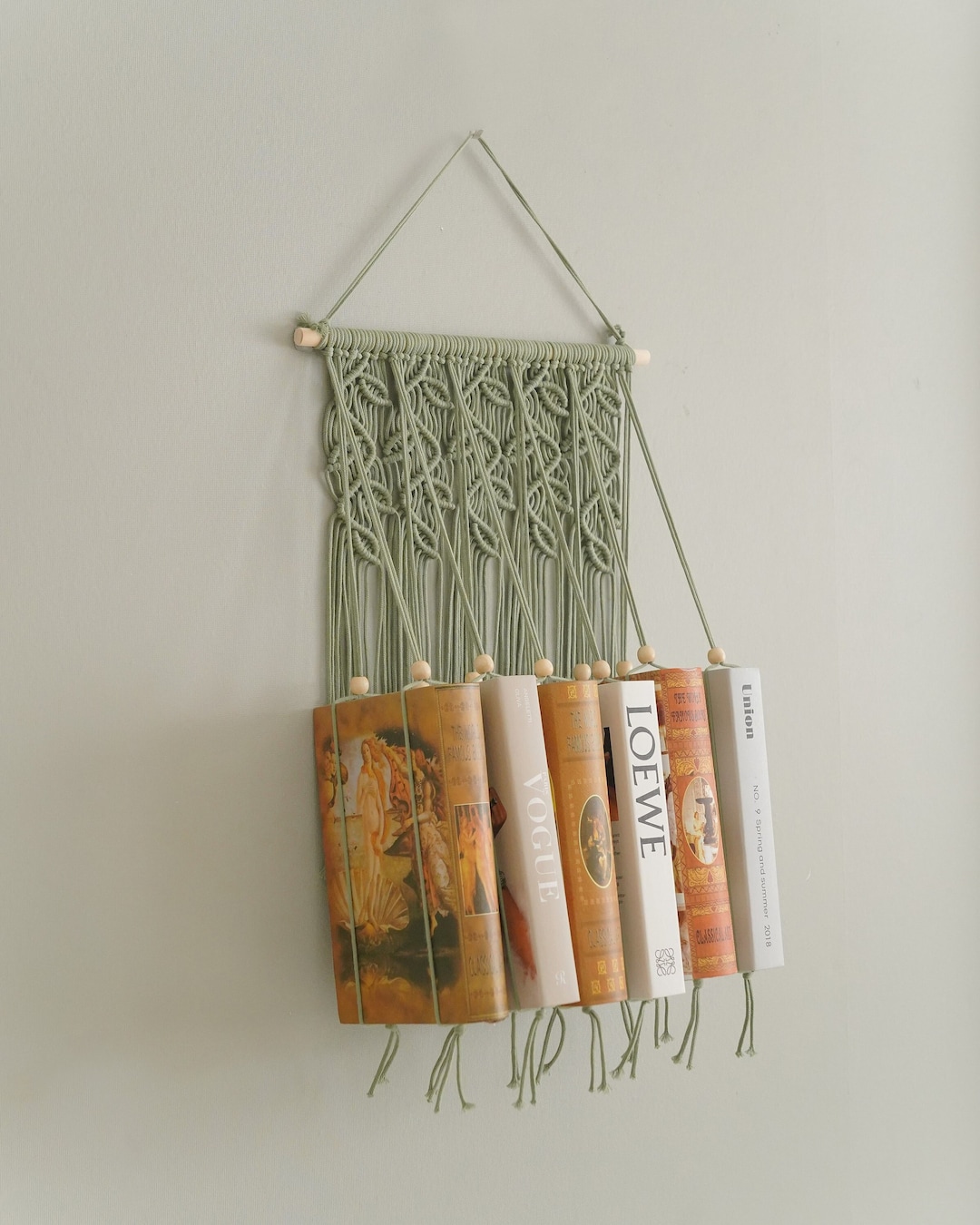 Macrame Book Storage, Macrame Wall Decor, Retro Bookshelf, Decorative Shelf, Book Holder, Kids ...