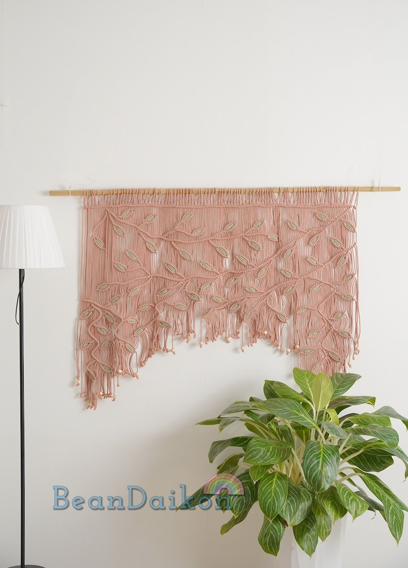 Macrame Curtain Boho Window Valance Large Macrame Wall - Etsy