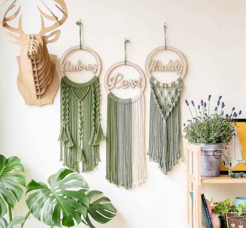 Macrame Name Sign, Nursery Wall Decor, Baby Shower Gift, Custom Wood ...