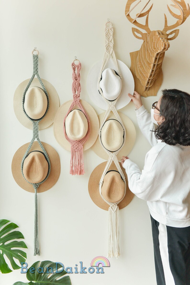 Macrame Hat Holder Boho Hat Hanger Hat Rack Hat Storage - Etsy
