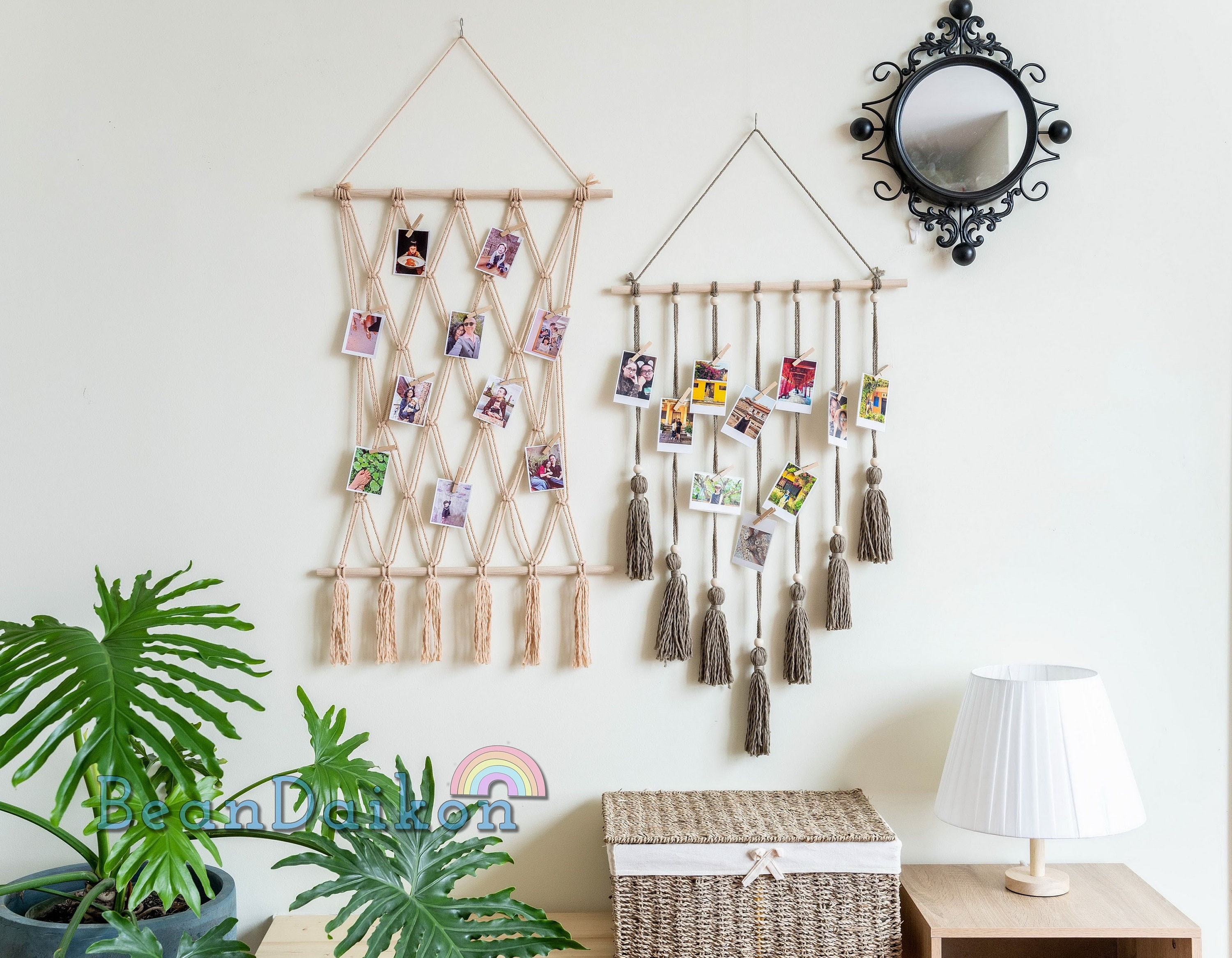 Macrame Photo Hanger Boho Twine Photo Display Collage Dorm - Etsy Hong Kong