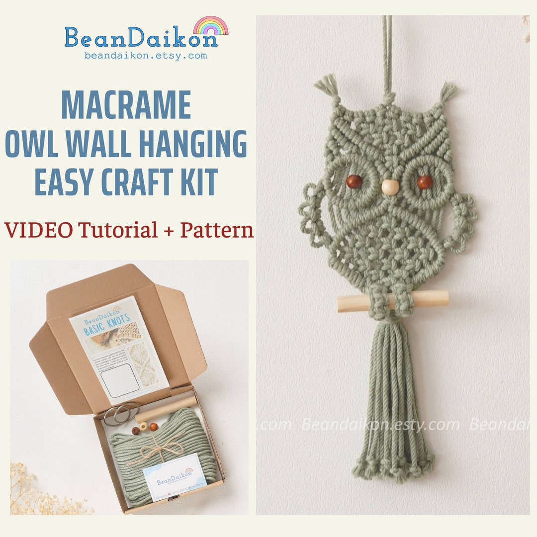 Macrame Owl Kit, Macrame Tutorial, Nursery Decor, Do It Yourself Kit ...