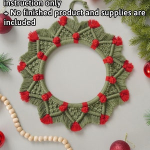 Macrame Wreath Patterns, Macrame Diy, Christmas Gift Idea, Holiday Craft, Mantle Decor, Macrame ...