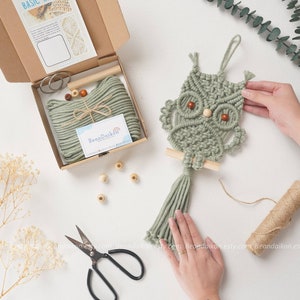 Owl Craft Kit, Boho Decor, Macrame Wall Hanging, Diy Kit for Adults ...