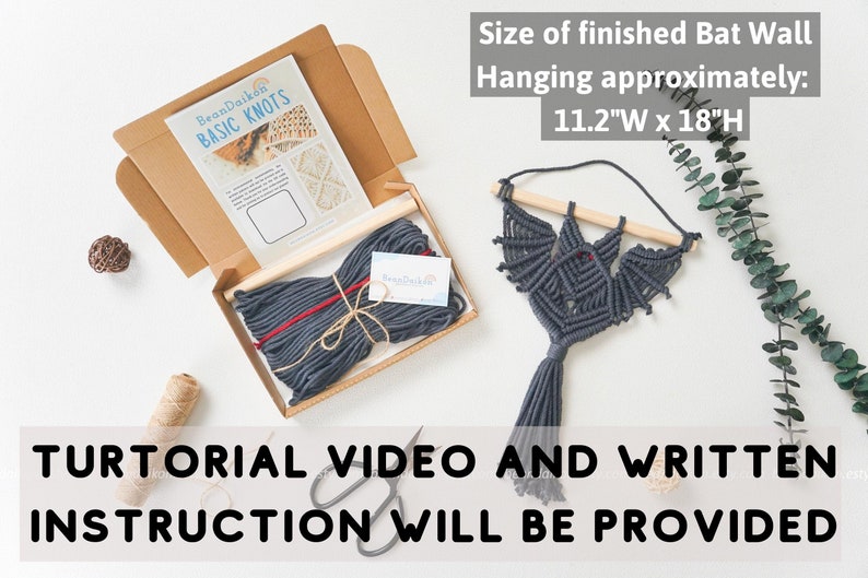 Macrame Bat Kit, Diy Kit for Adults, Macrame Wall Hanging, Boho ...