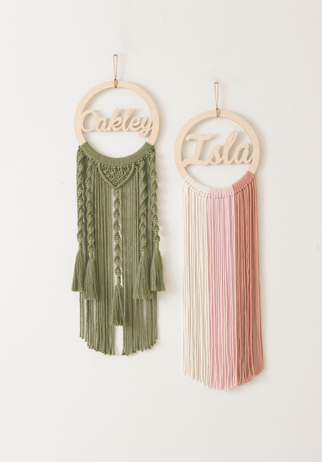 Baby Round Name Sign, Macrame Dreamcatcher, Newborn Name Sign, Baby ...