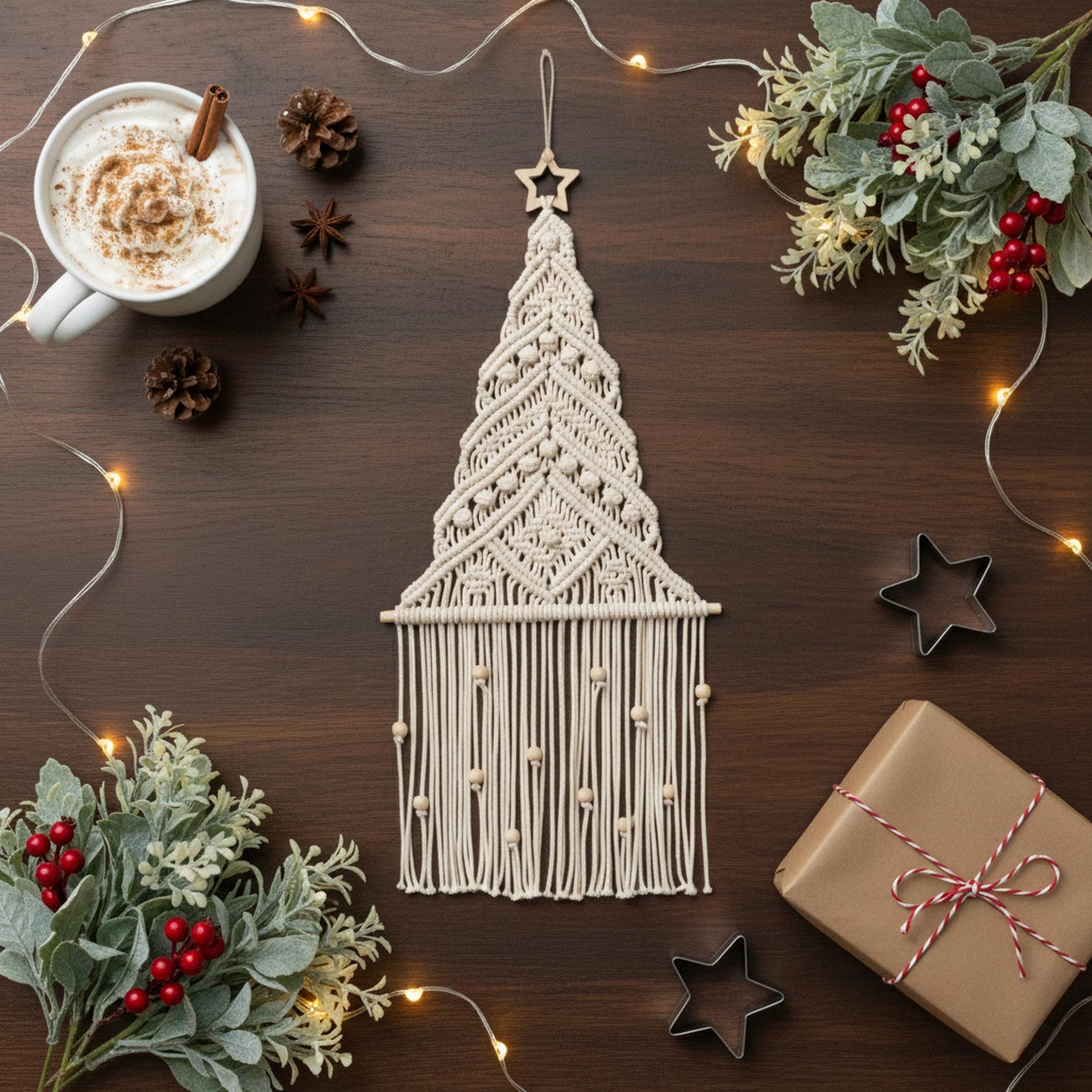 Boho Macrame Christmas Tree Wall Hanging, Macrame Christmas Tree ...