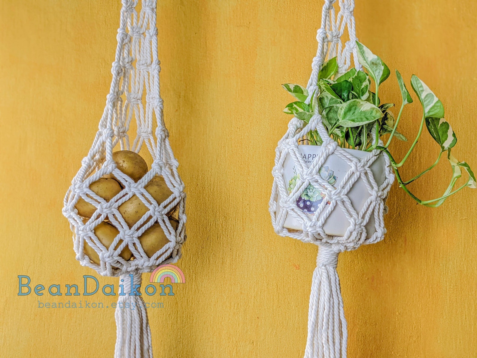 Macrame Hanging Basket Macrame Vegetable Bag Macrame Fruit - Etsy Hong Kong