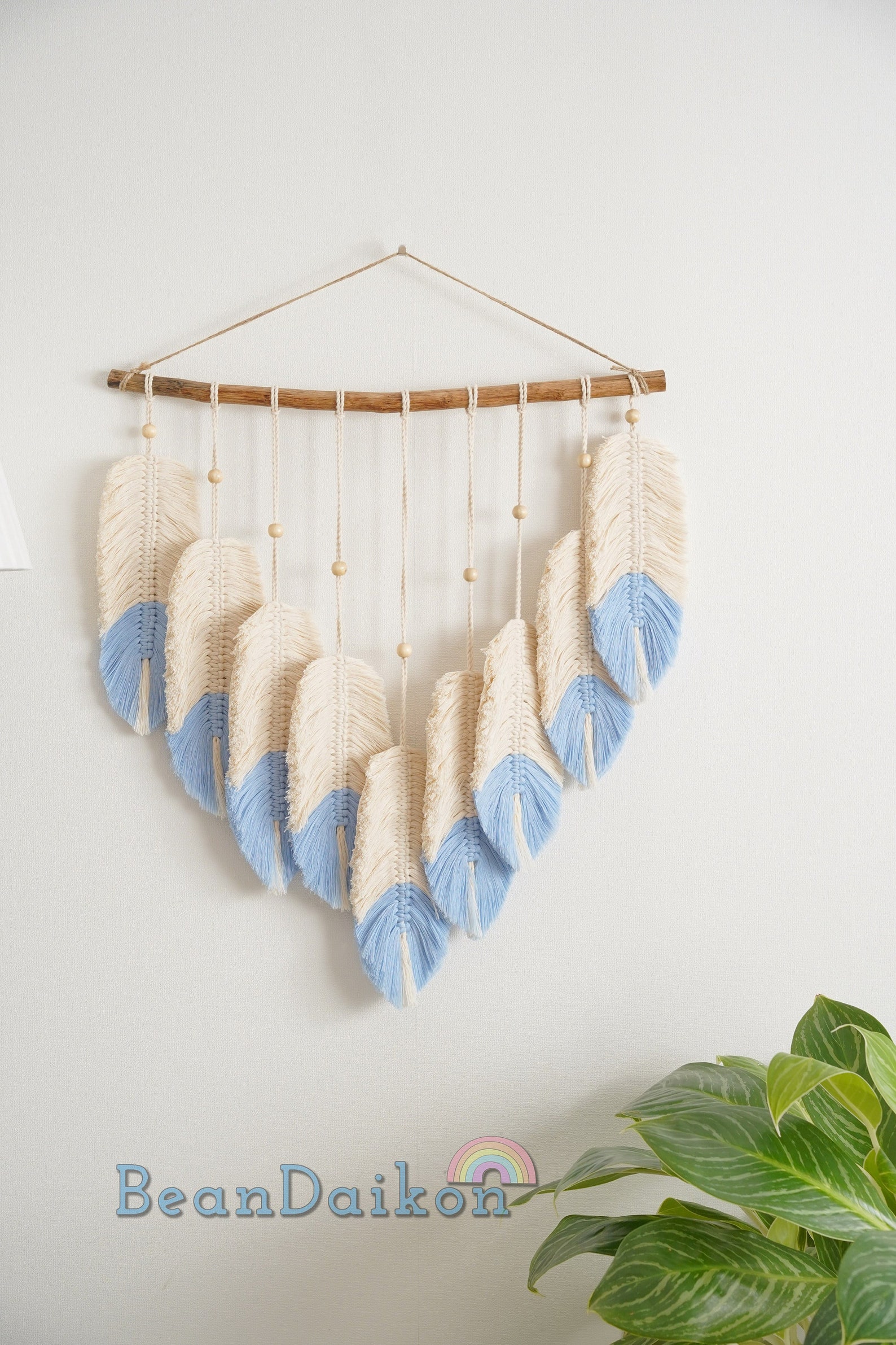 Macrame Feather Wall Hanging, Modern Macrame Wall Art, Boho Wall Decor ...