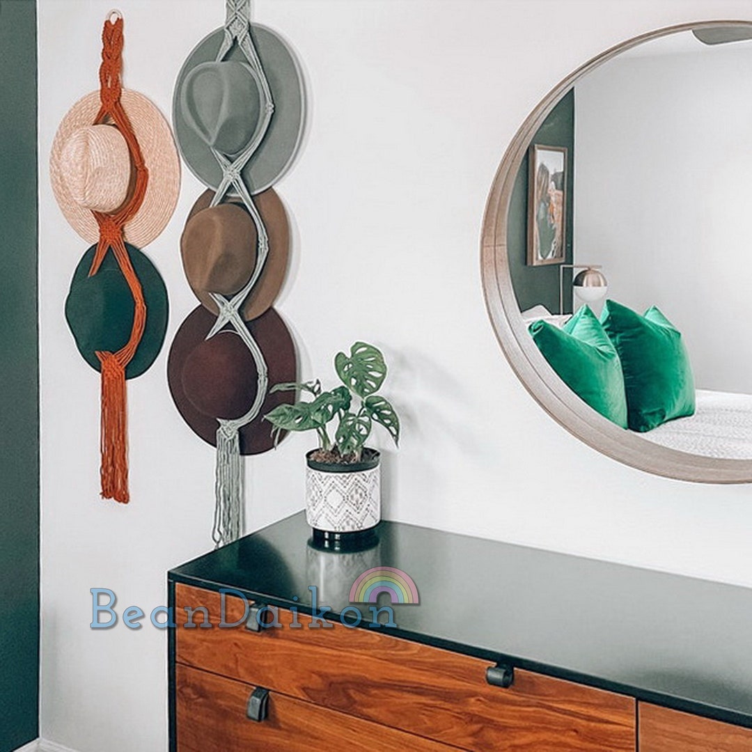 Macrame Hat Holder, Macrame Storage, Macrame Cap Rack, Macrame Hat ...