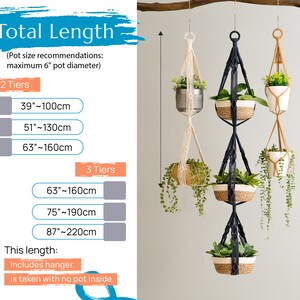 Double Plant Hanger, Garden Gift, Hanging Pot Holder, Tassel Free Plant ...