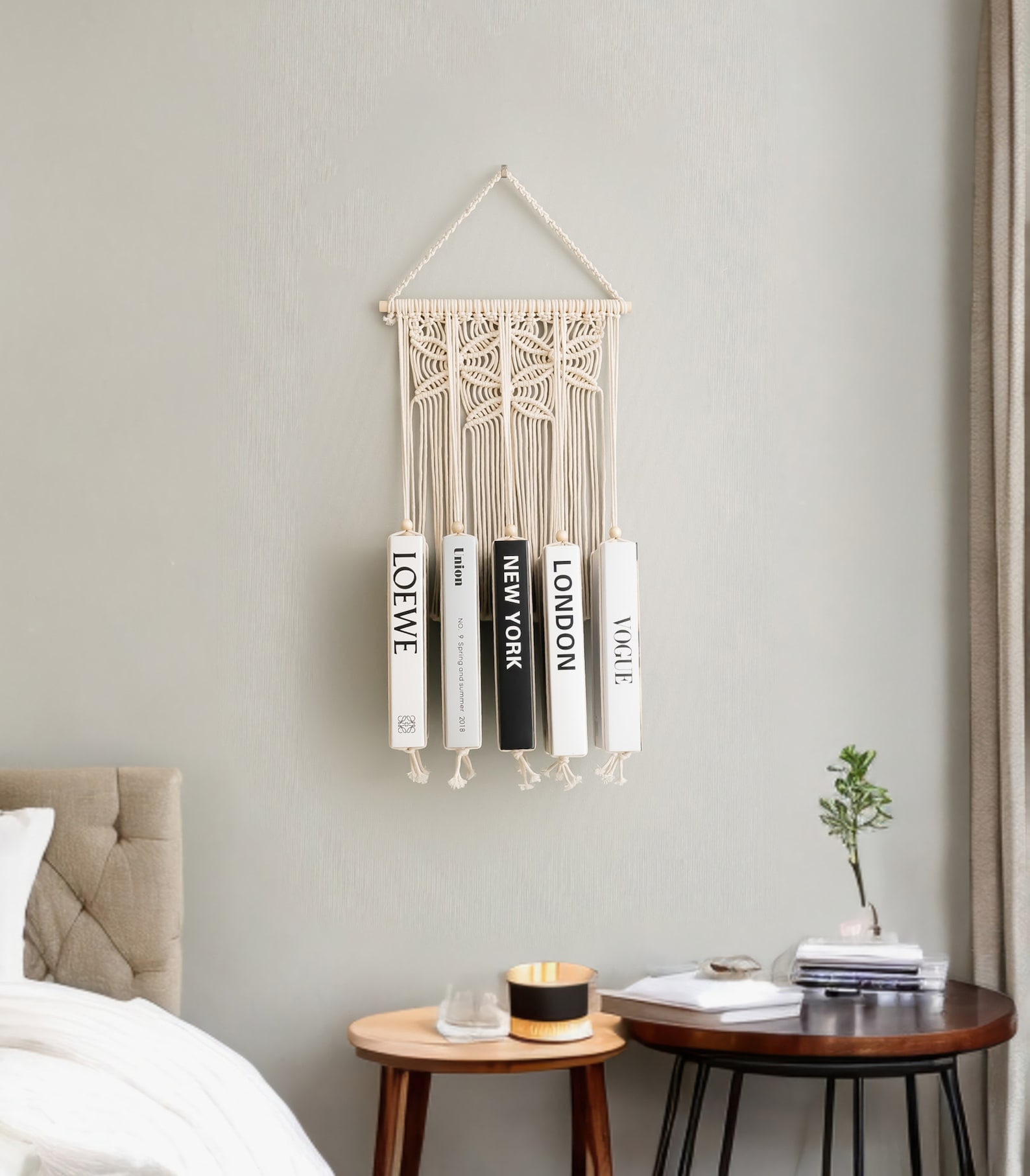 Macrame Bookshelf, Decor Home Boho, Book Storage for Kids, Macrame ...