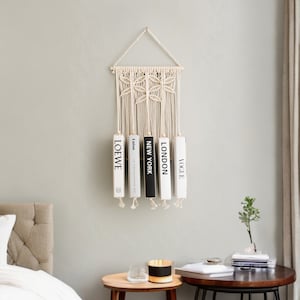 Macrame Bookshelf, Decor Home Boho, Book Storage for Kids, Macrame ...