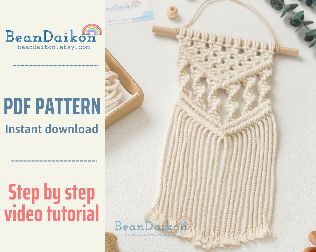Pattern Mini Macrame, Macrame Hanging, Crafting at Home, Digital Craft ...