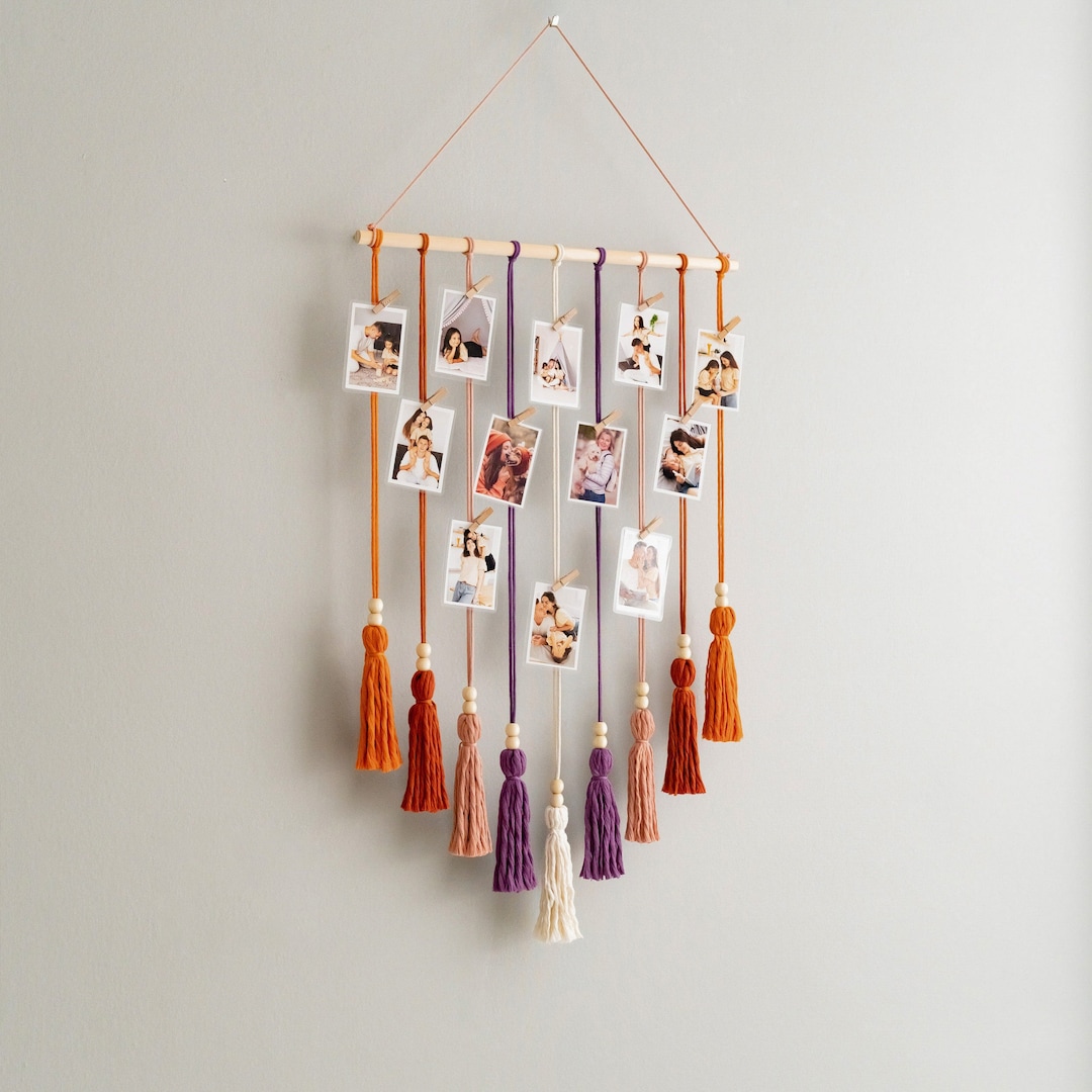 Macrame Photo Hanger, Boho Twine Photo Display, Collage Dorm Wall Decor ...