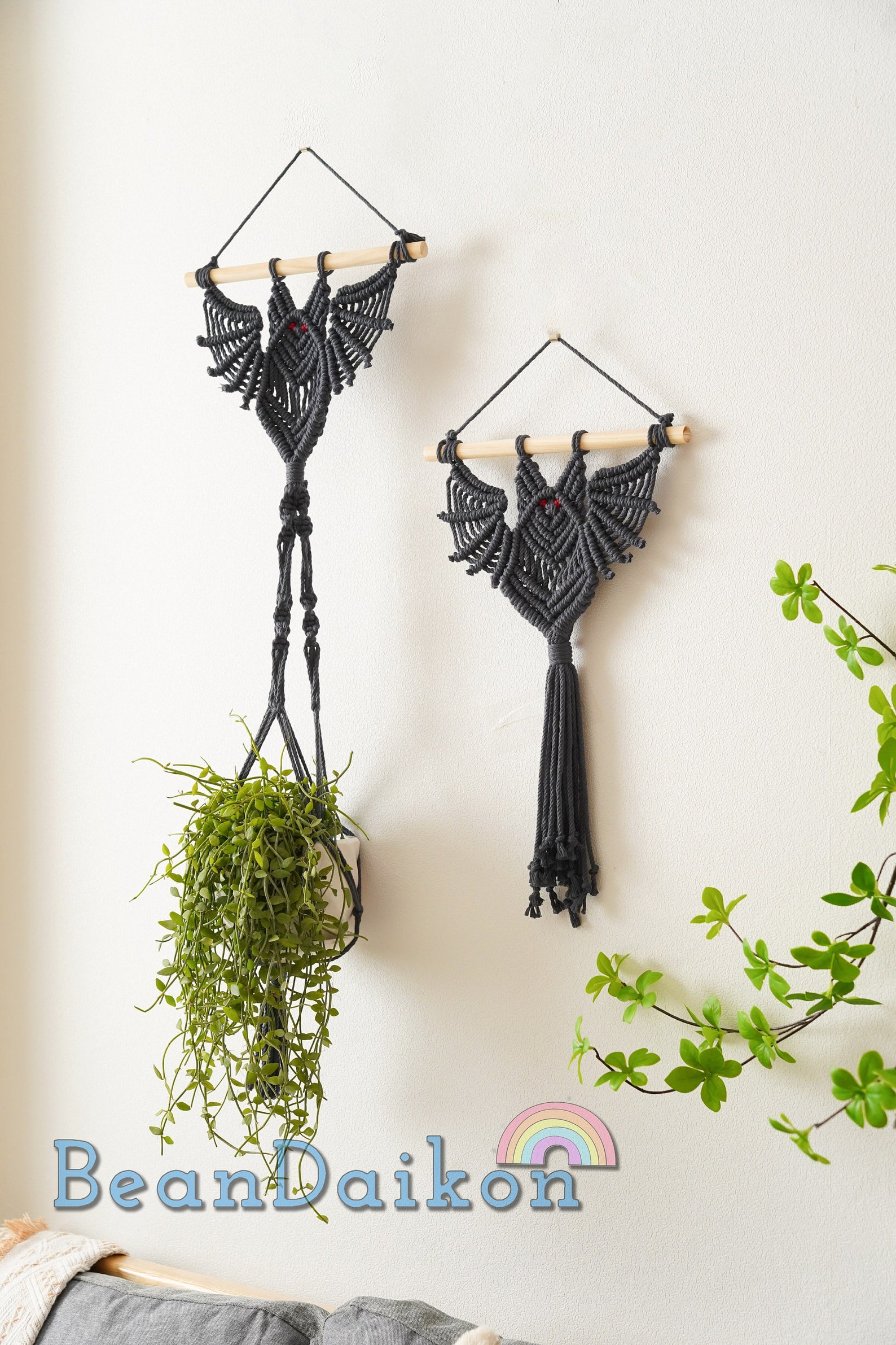 Gothic Bat Decor, Hanging Macrame, Witchy Room Decor, Modern Halloween ...