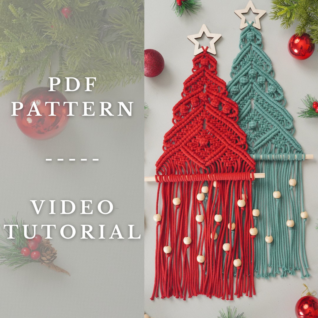 Diy Xmas Tree Pdf, Winter Digital, Beginner Macrame, Xmas Digital Paper ...