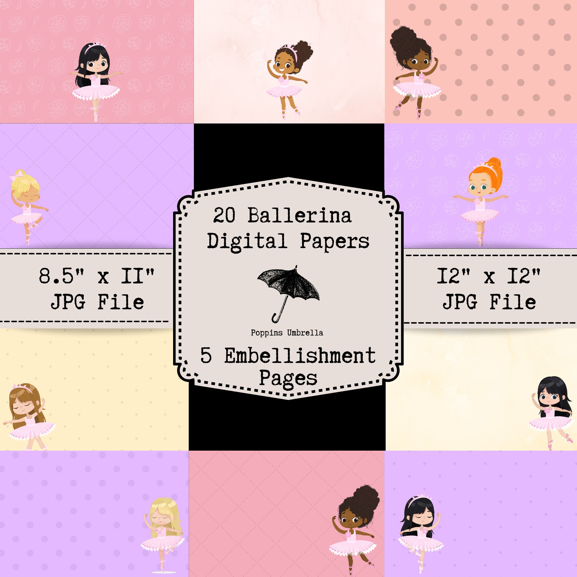 Ballerina Digital Papers & Embellishments Imprimible - Etsy España