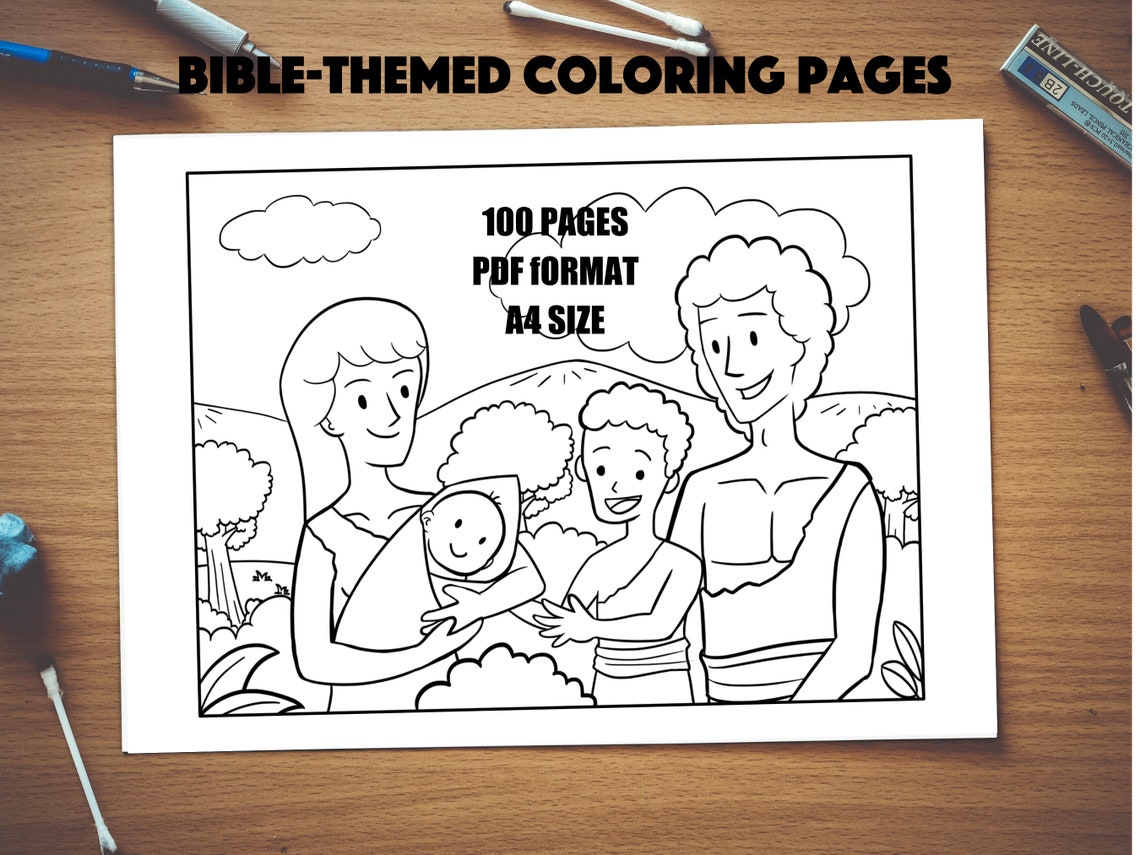 Children Bible Themed Coloring Pages 100 Coloring Pages | Etsy