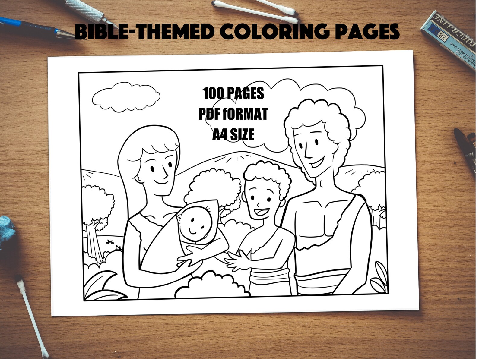 Children Bible Themed Coloring Pages 100 Coloring Pages | Etsy
