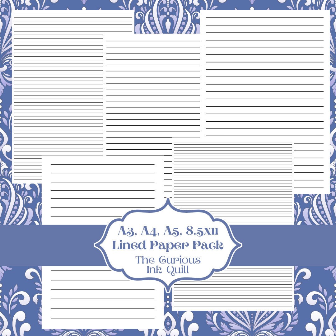 Lined Paper | A3, A4, A5, 8.5x11 | DIGITAL Download Printable | Blank ...