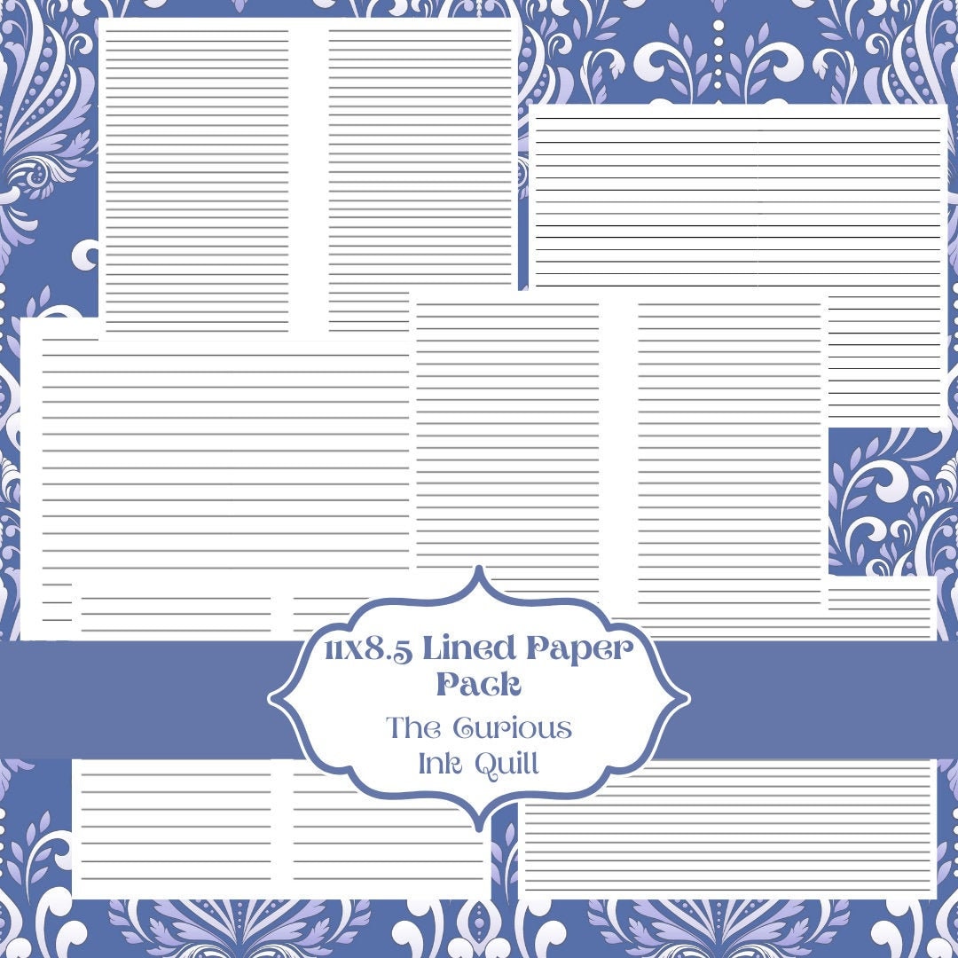 Landscape 11x8.5 Lined Paper Pack | DIGITAL Download Printable | Blank ...