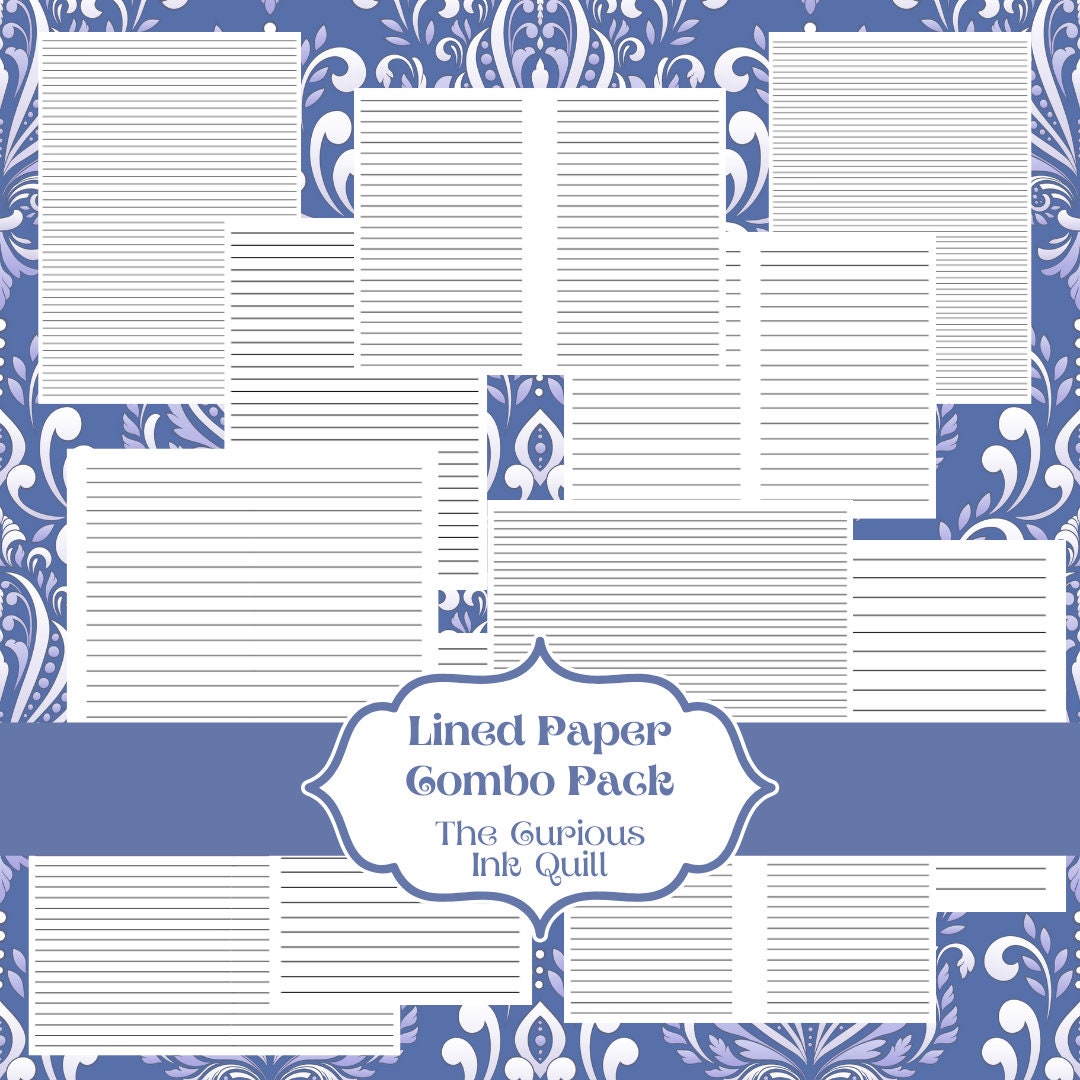 Lined Paper Combo Pack | 11x8.5, A3, A4, A5, 8.5x11 | DIGITAL Download ...