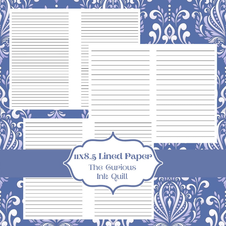 Landscape 11x8.5 Lined Paper | DIGITAL Download Printable | Blank ...