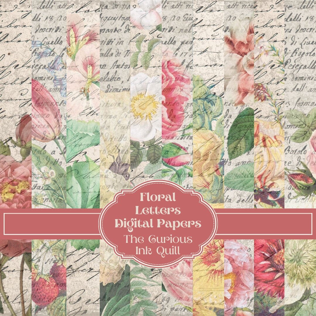 Floral Letter Digital Paper Pack | 10 Page Pack | DIGITAL Download ...