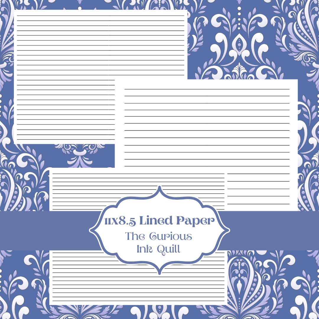 Landscape 11x8.5 Lined Paper | DIGITAL Download Printable | Blank ...