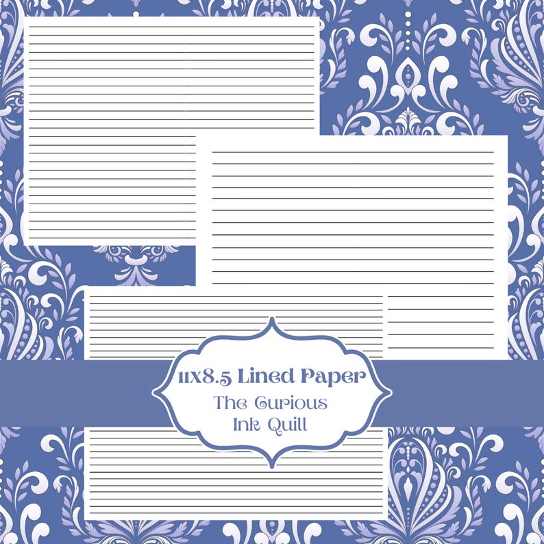 Landscape 11x8.5 Lined Paper | DIGITAL Download Printable | Blank ...