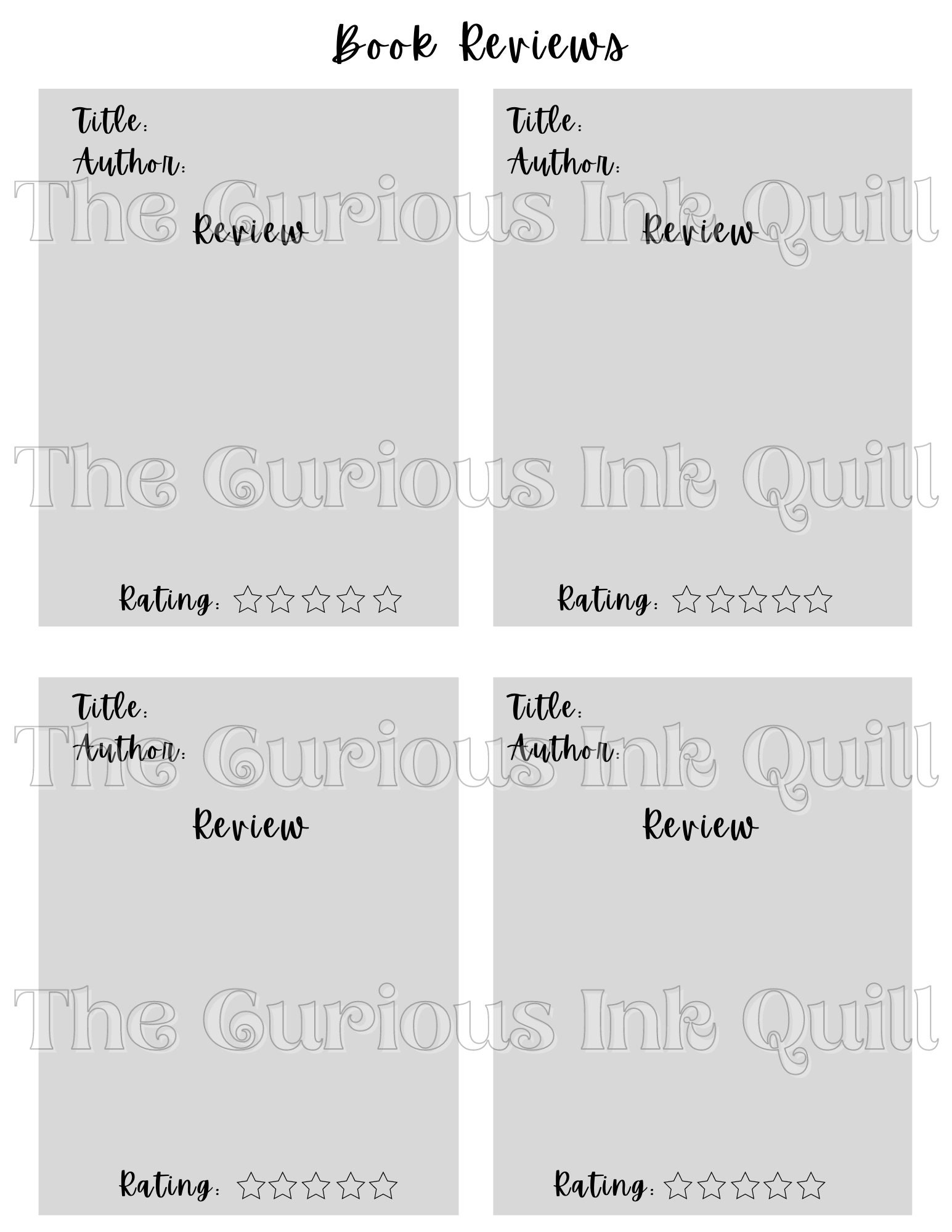 Reading Journal Printable | 10 Pages | DIGITAL Download Printable ...