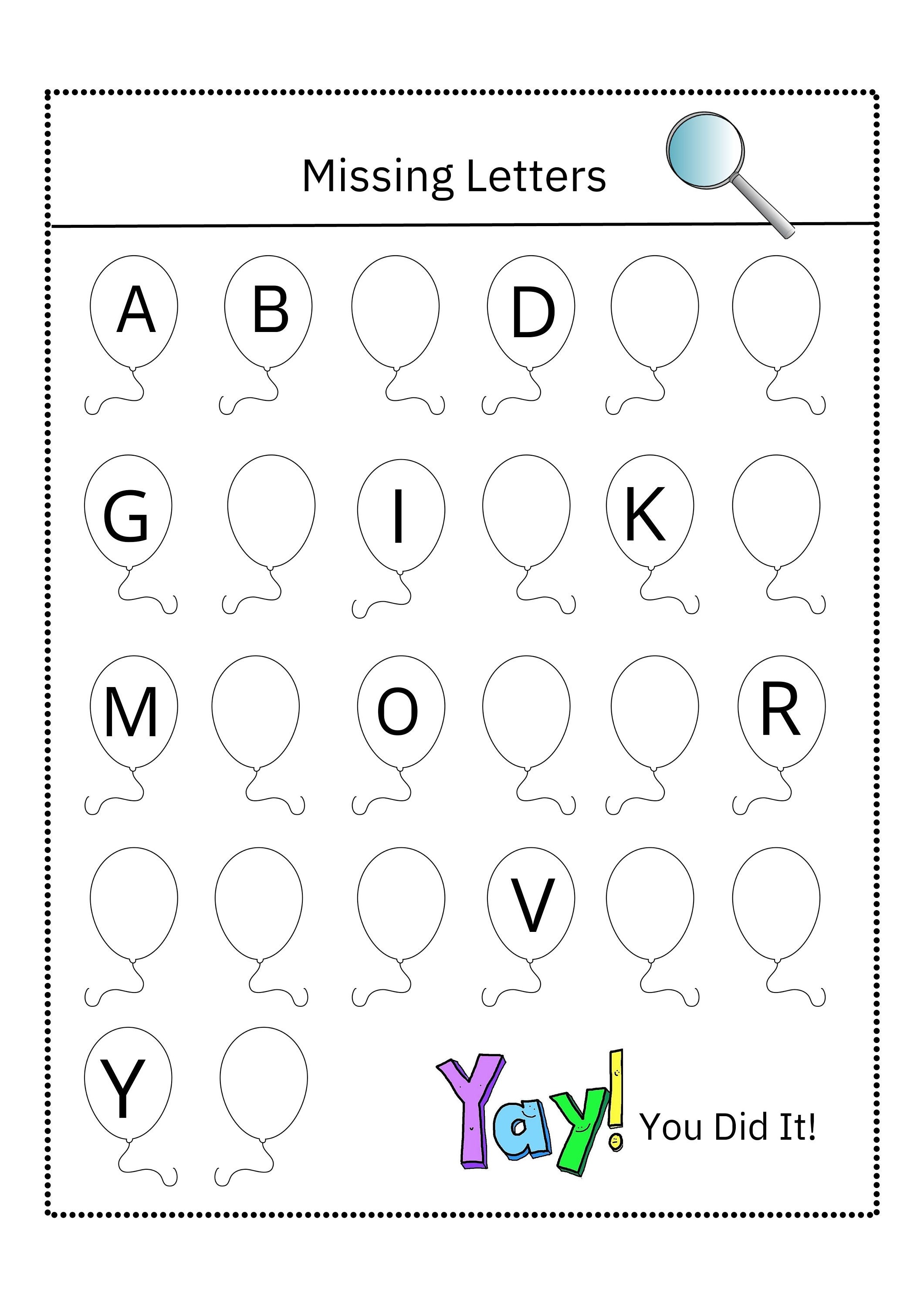Missing Letter Worksheets, Activity Pages, Alphabet Letters Printables ...