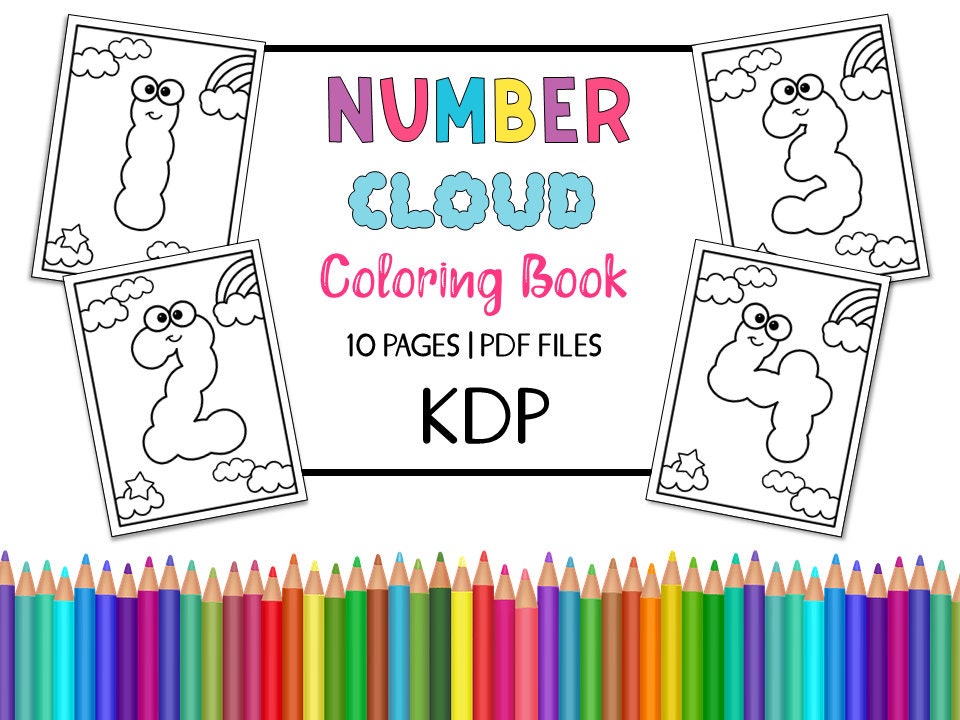 Number Cloud Coloring Pages. Kindergarten-first Grade Worksheets - Etsy