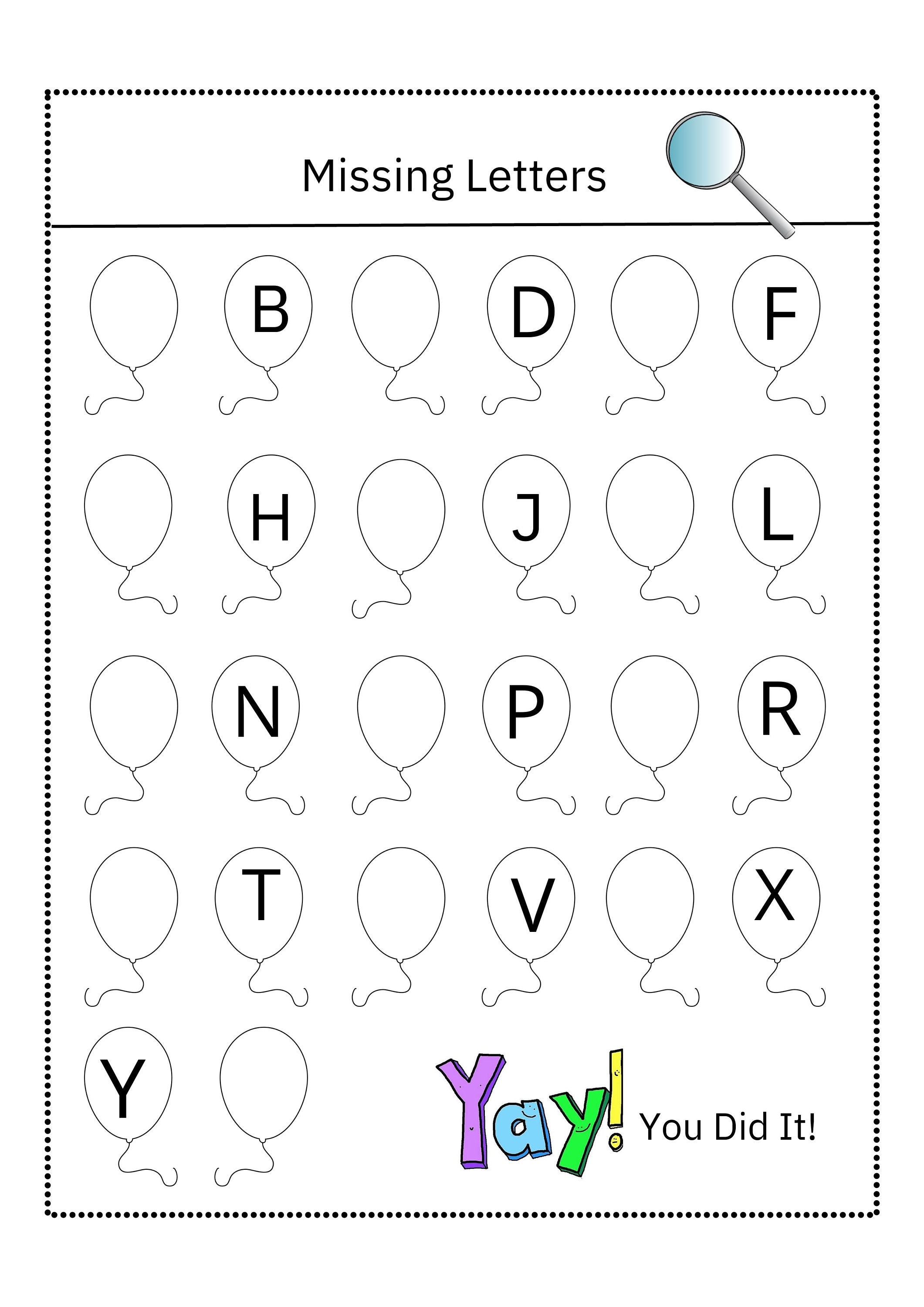 Missing Letter Worksheets, Activity Pages, Alphabet Letters Printables ...