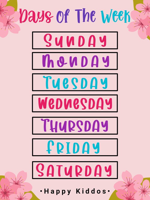 Days of the Week Downloadable Print Simple Montessori - Etsy