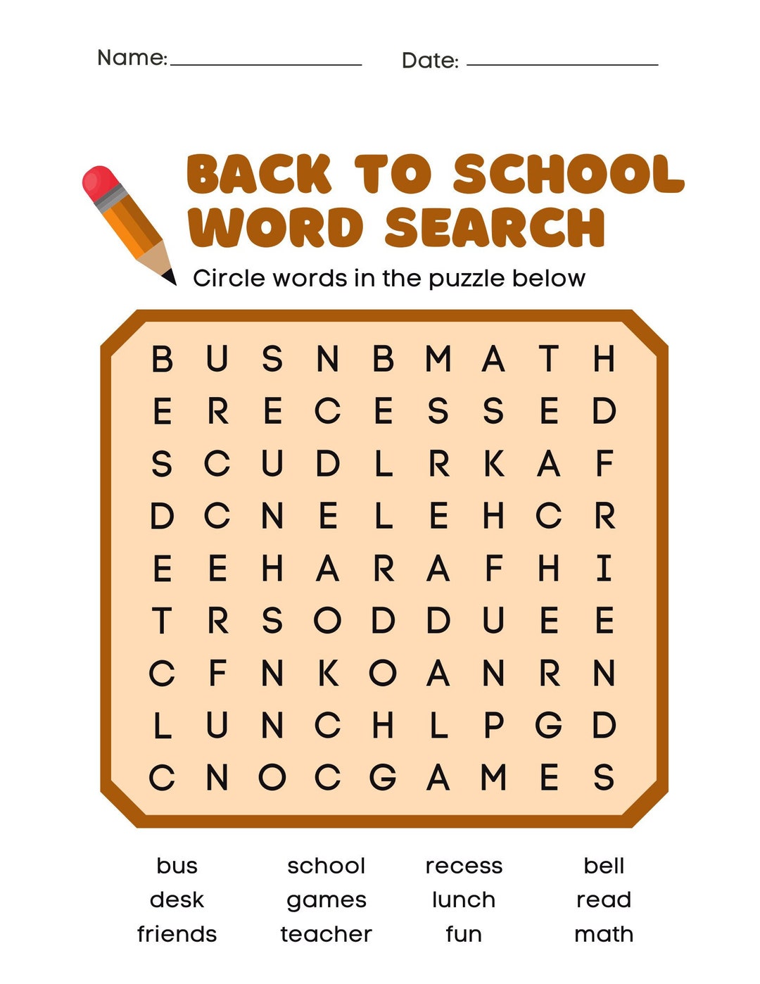 Word Search and Bingo Activities - Etsy