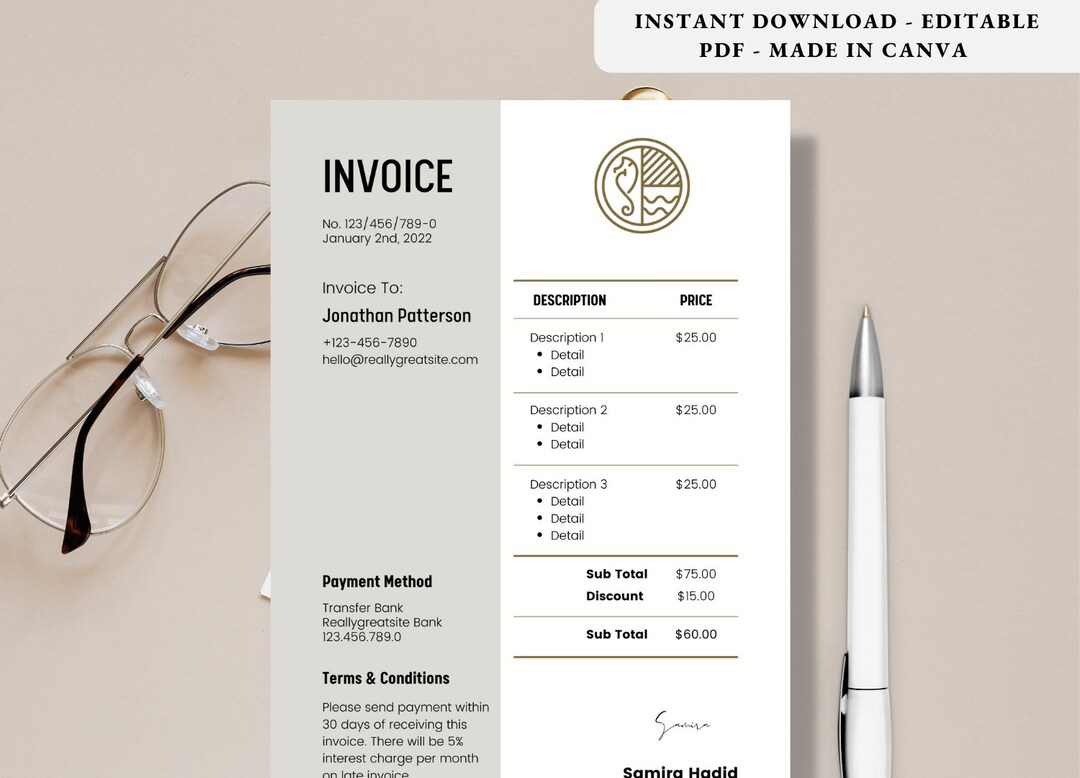 Beige Company Invoice Template, Business Invoice Template, Small ...