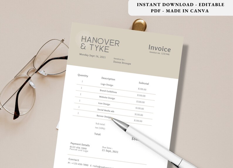 Beige and White Aesthetic Invoice Design, Small Business Custom Order ...