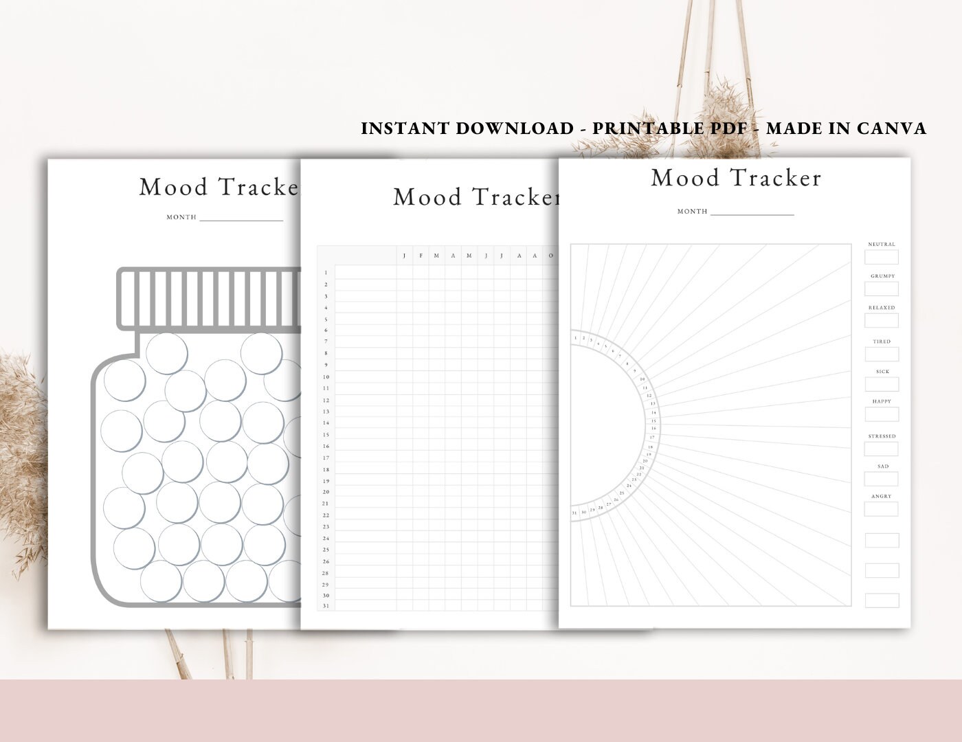 My Mood Tracker Printable Landscape, Habit Tracker Template, Routine ...
