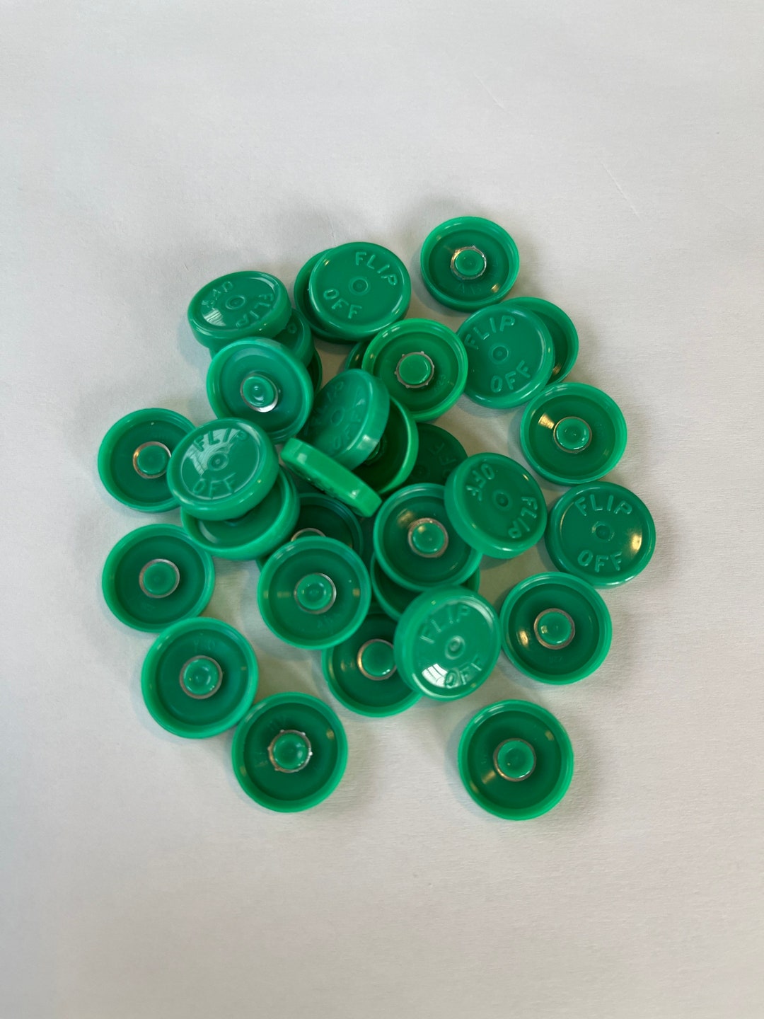Small Green Flip off Medicine Vial Caps - Etsy
