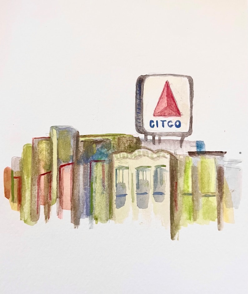 Boston Citgo Sign Cityscape | Fenway Park | Red Sox | Watercolor ...